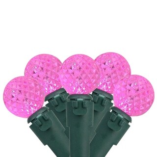 Set of 50 Pink LED G12 Berry Christmas Lights Bulb Spacing - 16.50ft ...