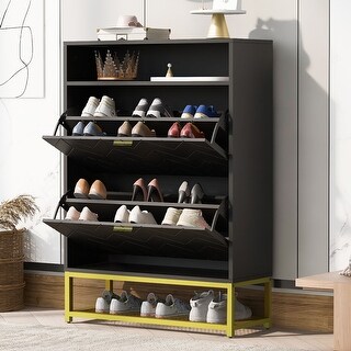 Elegant Shoe Rack with 2 Flip Drawers and 2 Shelves, Ideal for ...
