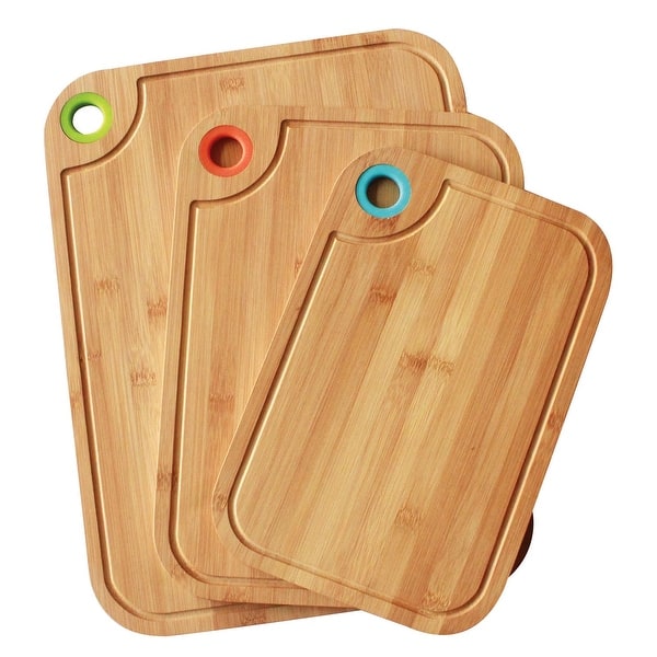 Culinary Edge 3 Piece Bamboo Cutting Board Set with Silicone Ring - Bed ...
