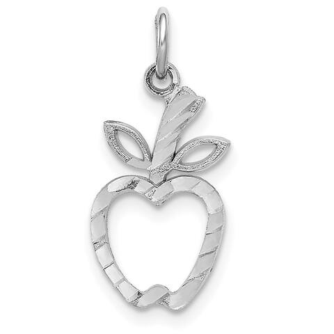 Diamond2Deal 14K White Gold Diamond-Cut Apple Pendant (L- 21 mm, W- 10 ...