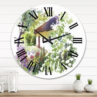 Designart 'Rural Village On A Green Summer Day' Traditional wall clock ...