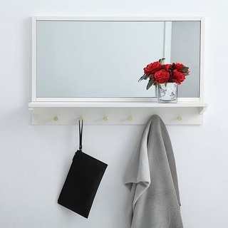34"x21" Steel MDF & Glass Entryway Mirror with Shelf White - Bed Bath ...