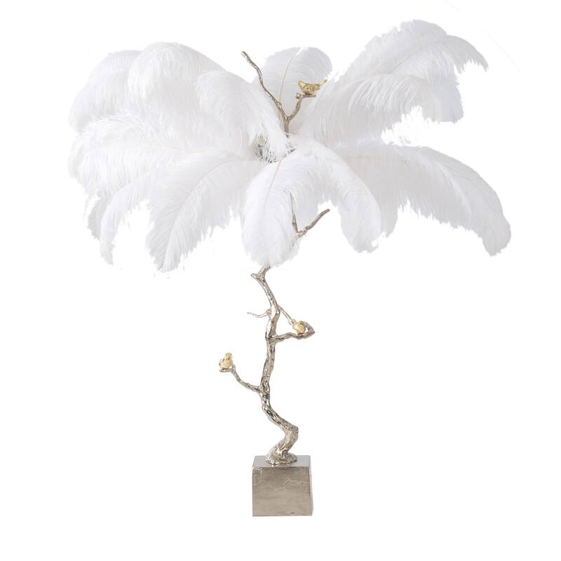 Feather Metal LED Floor Lamp, White - Overstock - 32875190