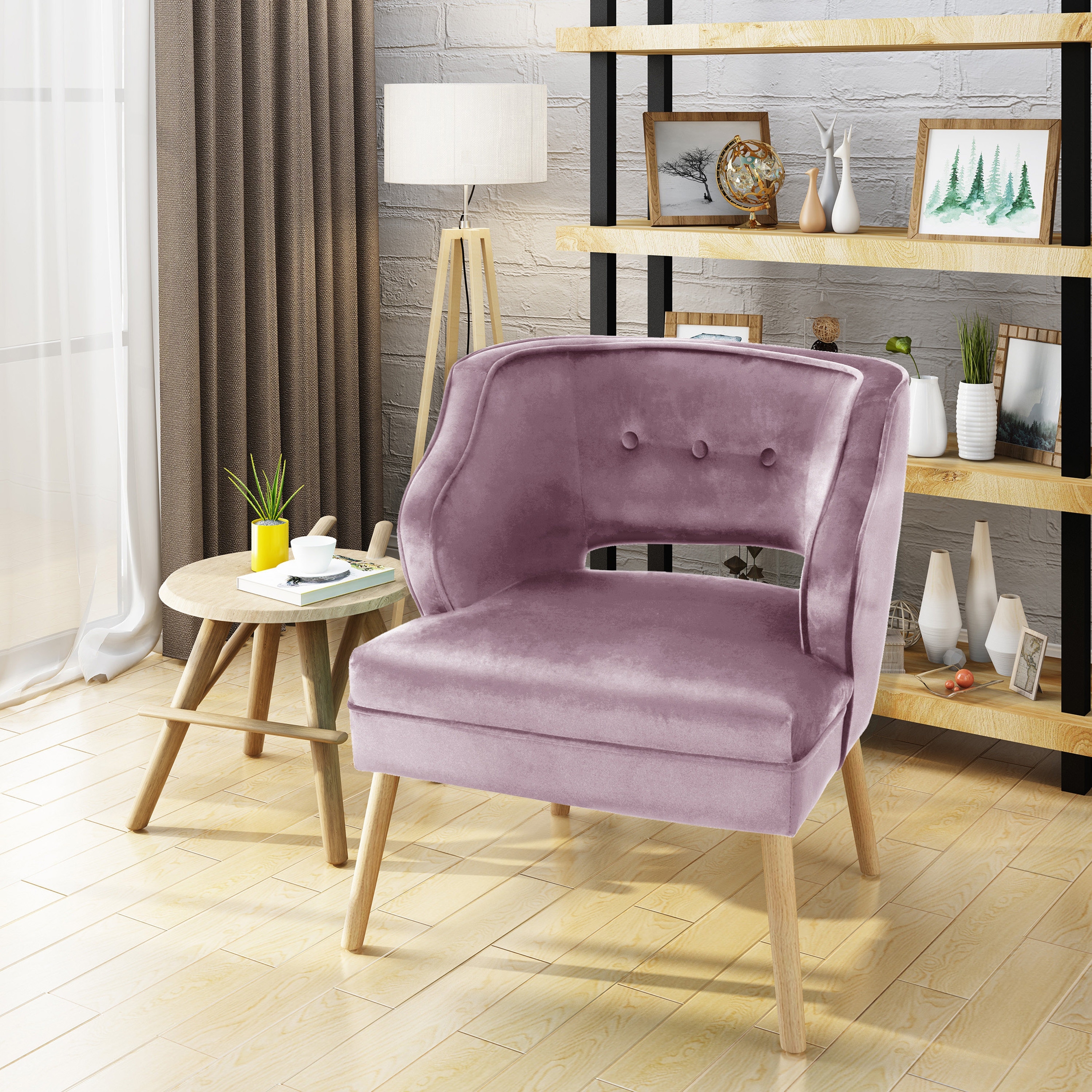 Lavender Velvet Chair Mid Century Velvet Tufted Accent Chair, Light ...
