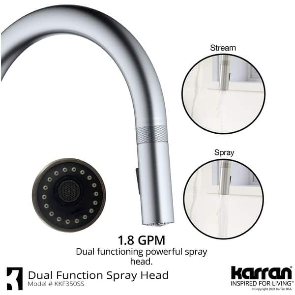 Karran USA KKF350 Lagrange 1.8 GPM Single Hole Pull Down Kitchen - Bed ...