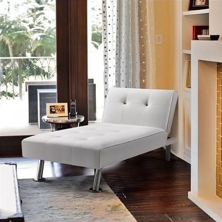 Faux Leather Chaise Lounge Convertible Chaise Futon Chaise White - 30 ...