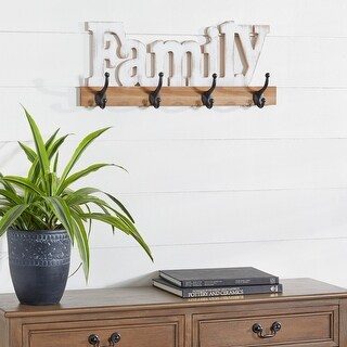 White Wood Farmhouse Wall Hook 10 x 24 x 3 - 24 x 3 x 10 - Bed Bath ...