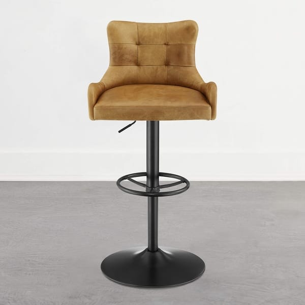 Art Leon Genuine Leather Bar Stool with Adjustable Height - On Sale - Bed Bath & Beyond - 38075193