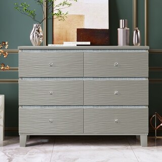 Champagne Silver Rubber Wood Dresser with 6 Drawers - Bed Bath & Beyond ...