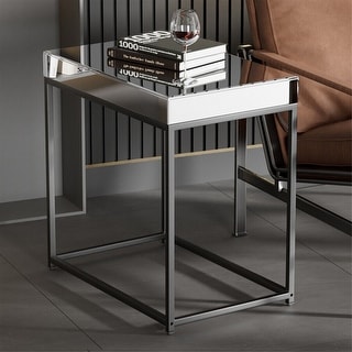 Modern Mirrored Reflections Side End Table with Metal Frame - Bed Bath ...