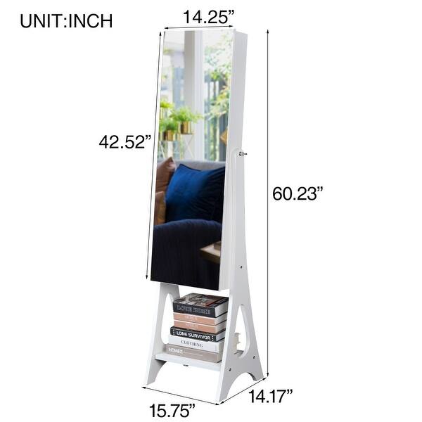 Full Mirror Simple Jewelry Storage White Mirror Cabinet - Bed Bath ...