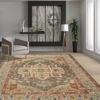 LoomBloom Muted Turkish Oushak Hand Knotted Area Rug Slate Color - On ...