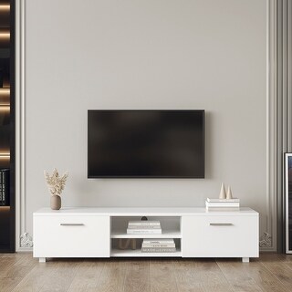 White TV Stand for 70 Inch , Media Center Television Table, 2 Storage ...