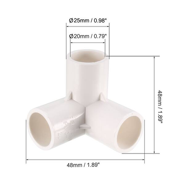3-Way Elbow PVC Fitting, 20mm Socket, Tee Corner Fittings White 5Pcs ...