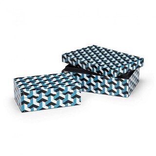 Set Of 2 Rectangle Geometric Pattern Decorative Boxes - Bed Bath ...
