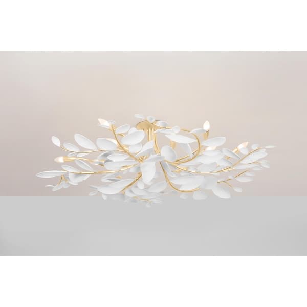 Marabec Vintage Gold Leaf/White Plaster Semi-Flush Mount - Bed Bath ...