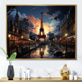 Designart "Futuristic Paris Eiffel Tower Harmony" France Framed Canvas ...