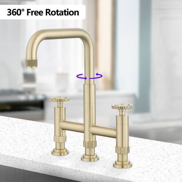 Stainless Steel Bridge Kitchen Sink Faucet with Side Spray Kitchen ...
