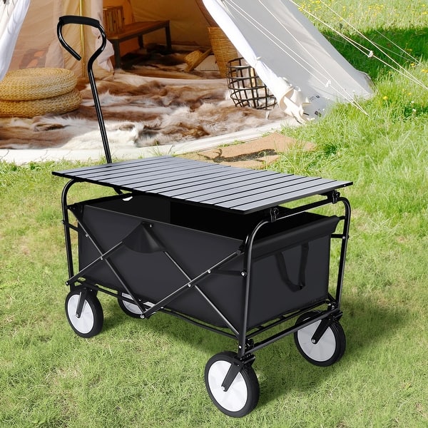 Portable Folding Wagon Trolley with Aluminum Board Table Plate Brakes ...