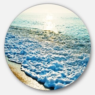 Designart 'Bright Blue Tranquil Seashore' Beach Disc Metal Wall Art ...