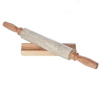 Stone Marble & Wooden Handle Rolling Pin With Wooden Base - Bed Bath ...