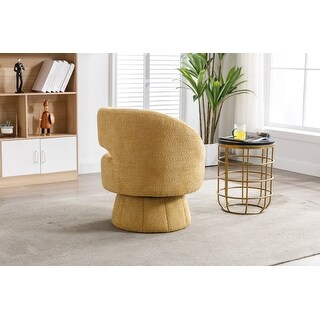Yellow Chenille 360 Degree Swivel Cuddle Barrel Accent Chairs Round ...