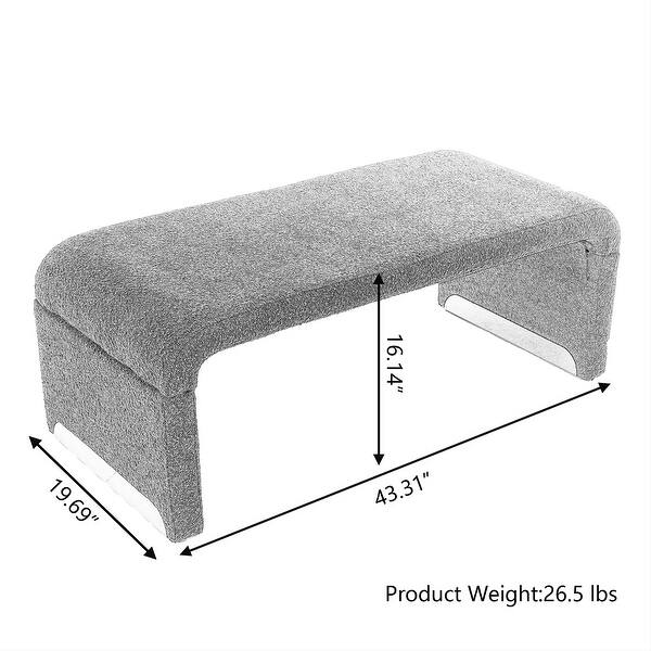 Loveseat Ottoman, Boucle Fabric Footstool Shoe Bench with Gold Metal ...