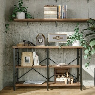 3 Tier Rustic Console Table Open Storage Shelf Coffee Snack Station ...