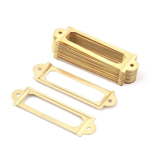 Post Office File Drawer 60x17mm Card Holder Tag Label Frame Gold Tone ...