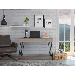 TUHOME Mumbai 47-Inch Wide Computer Desk with Two Drawers and Metal ...