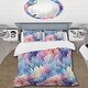 Designart "Blue And Pink Mystic Ferns Chevron Pattern" cottage bed ...