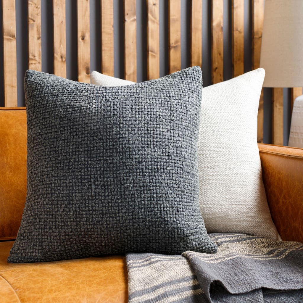 Livabliss Terry Farmhouse Textured Cozy Throw Pillow - Overstock - 35023753