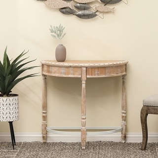 Natural and White-Washed Wood Half Moon Console Table - Bed Bath ...