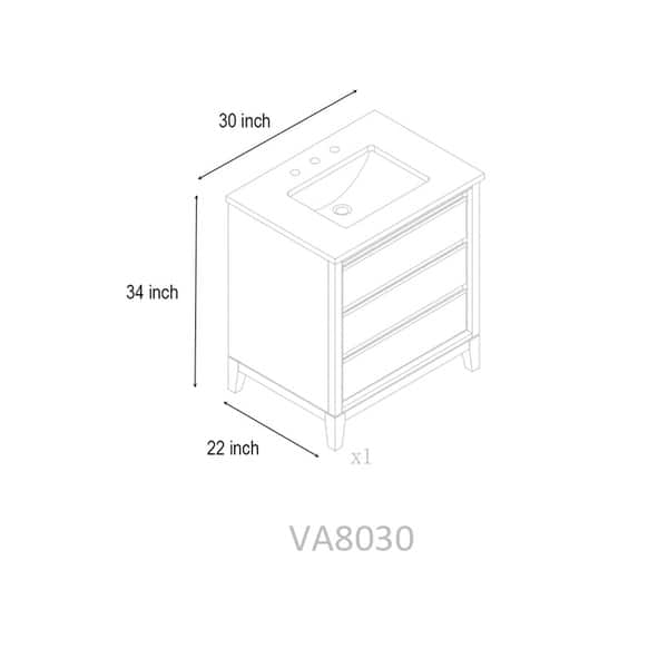 Vanity Art Bathroom Vanity with Ceramic Sink and Engineered Marble Top ...