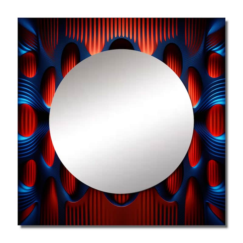 Designart "Portals Moire Futuristic Matrix III" Geometric Wall Mirror ...