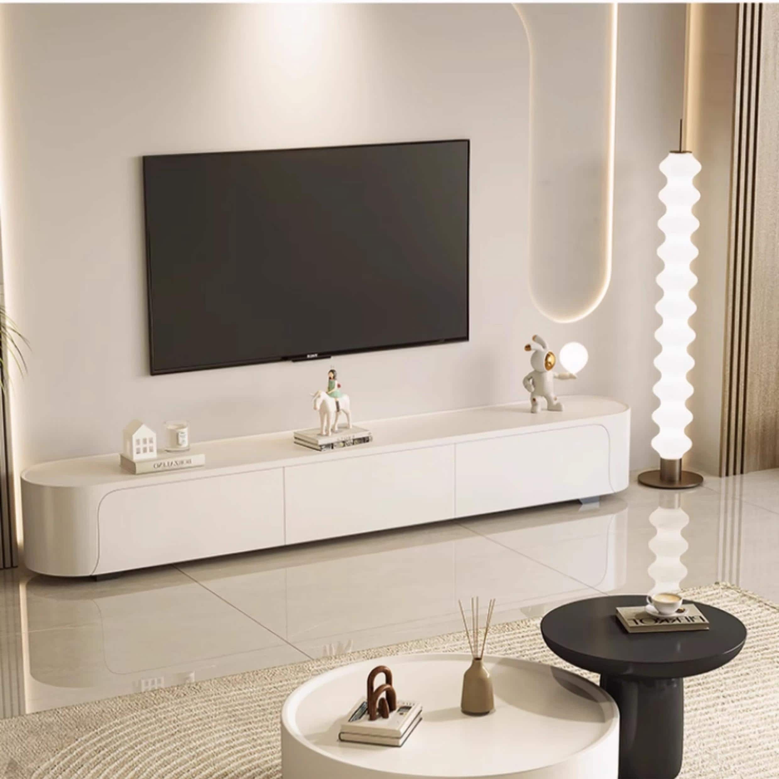 JASIWAY Beige Stone Top TV Stand with 4 Doors 6 Shelves - On Sale - Bed ...