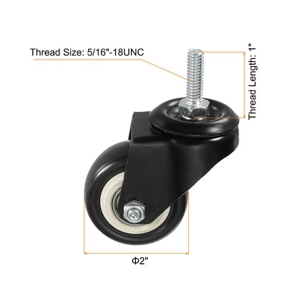 2 Inch Swivel Threaded Stem Casters 5/16"-18UNC Thread 110lbs Load ...