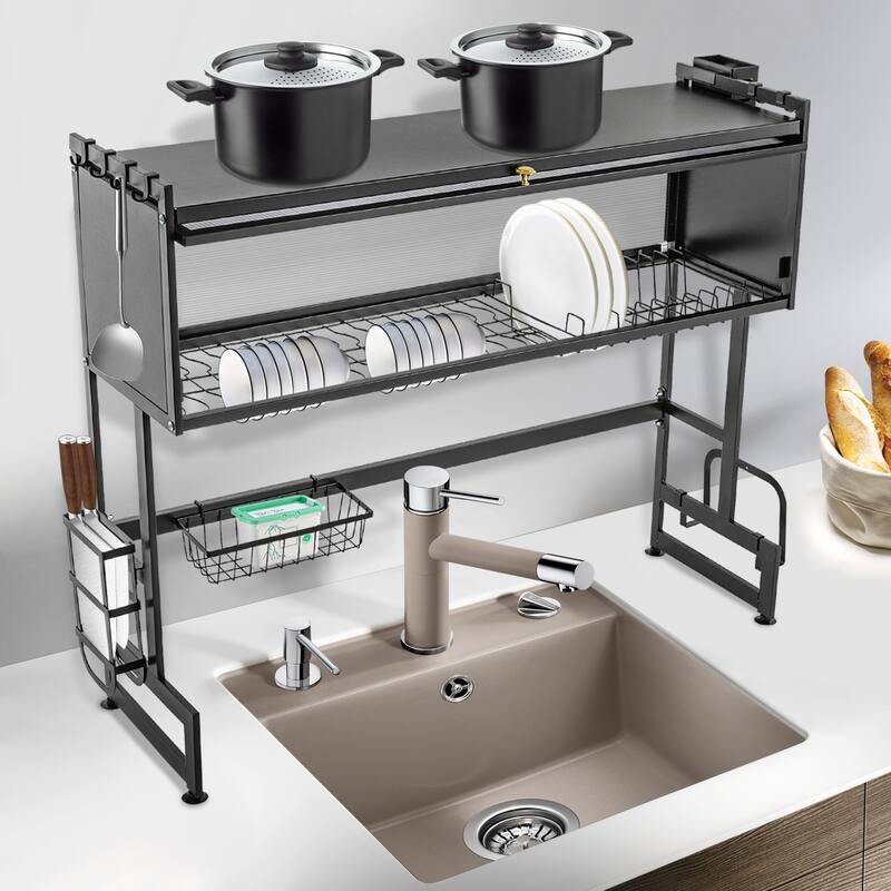 2-tier Dish Drainer Cutlery Drainer Dish Drying Rack - Overstock - 39633261