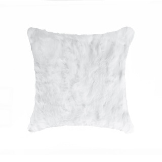 HomeRoots Set Of Two 18" White Rabbit Zippered Natural Fur Throw ...