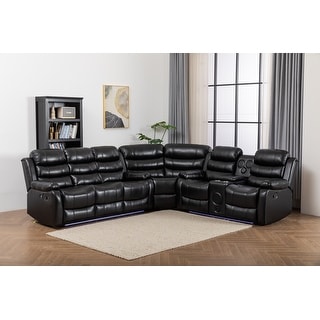 Donivi LED Faux Leather Reclining Sectional With Speakers - Bed Bath ...