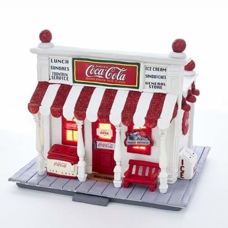 8.5" Red and White Glittering Finish Coca-Cola® General Store with LED ...