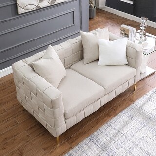 Square Arms Accent Sofas Snowflake Velvet Upholstered Loveseat Sofa ...