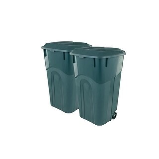 Wheeled Outdoor Garbage Can with Attached Snap Lock Lid and Heavy-Duty ...