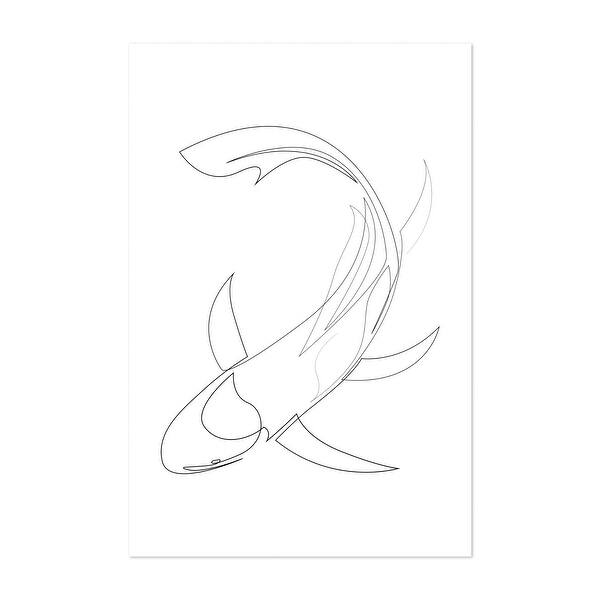 Koi Line Drawings Animals Black White Dorm Art Fish Art Print/Poster ...