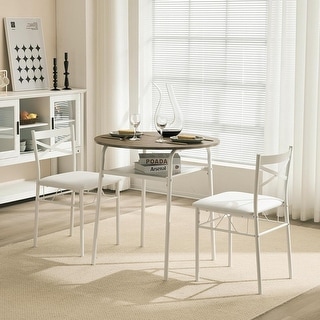 White Round Dining Set For 2 With Upholstered Chairs 29.9 In. - Bed Bath & Beyond - 42753286