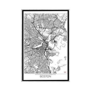 iCanvas "Boston Minimal Urban Blueprint Map" by Hubert Roguski Framed ...