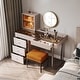 Mid-century Modern Makeup Vanity Table Set, LED Mirror, Tempered Glass ...