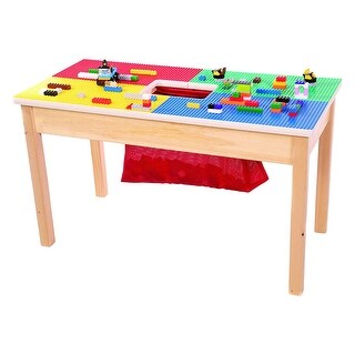 Fun Builder 32 x 16 Inch Solid Wood Frame Building Table for Lego Brand ...
