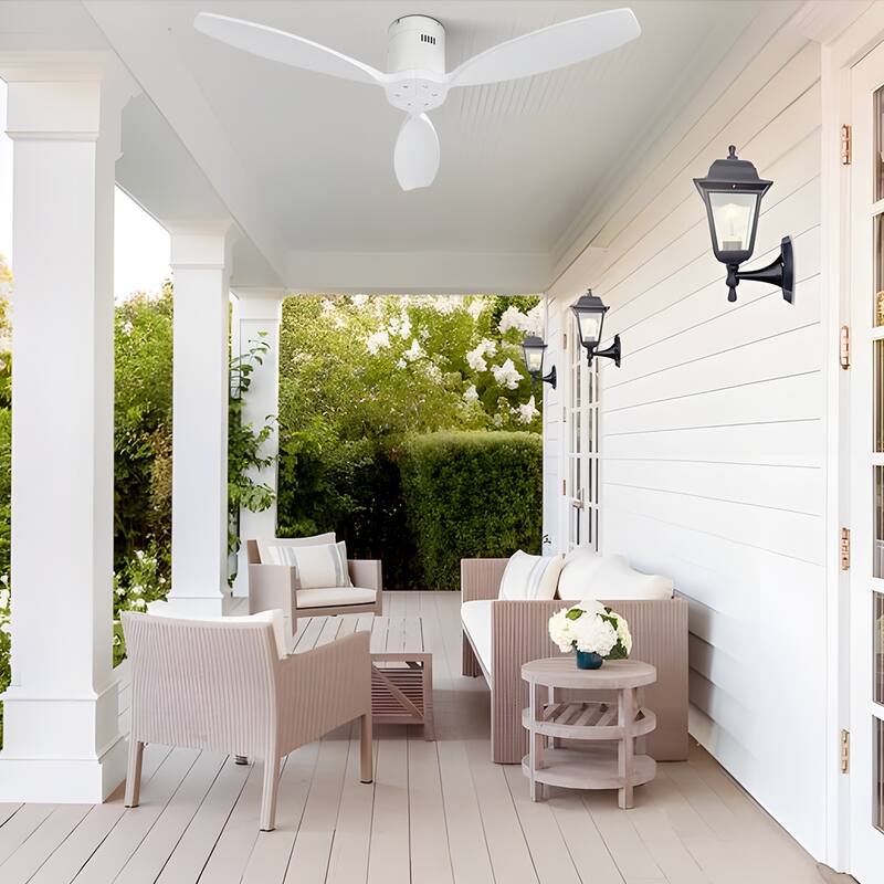 52 Inch Solid Wood Blades Ceiling Fan without Light,Reversible Airflow ...