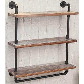 3-Tier Floating Shelves, Industrial Wall Mounted Iron Floating Pipe ...